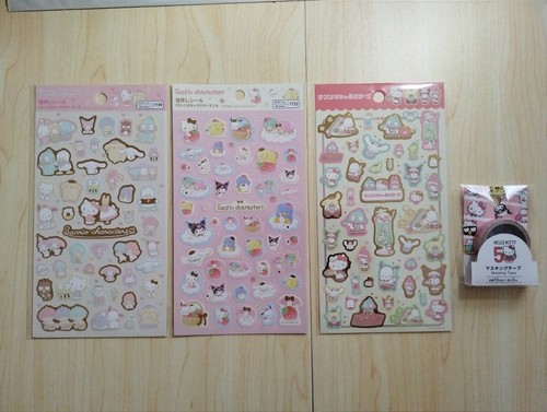Sanrio Characters Stickers 3 piece set 50th Masking tape Japan Only ...