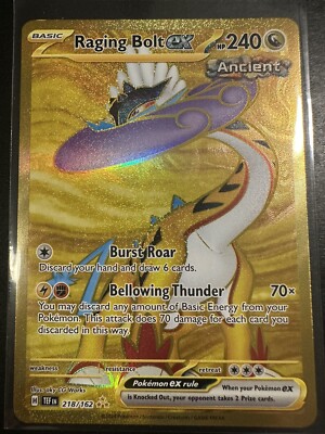 Raging Bolt ex 218/162 Gold Hyper Rare Pokemon Scarlet & Violet ...