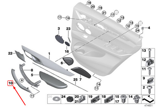 NEW BMW X5 F15 FRONT LEFT DOOR INTERIOR LEATHER HANDLE COVER ...
