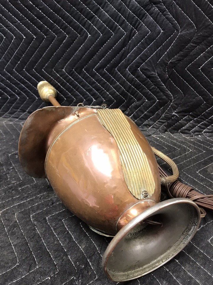 Vintage Unique 18” Brass Copper Rustic Table Lamp Pitcher Coffee Tea ...