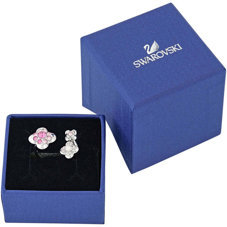 Swarovski Women's Ring Cherie Pink and Clear Crystals Open Shank, Size ...