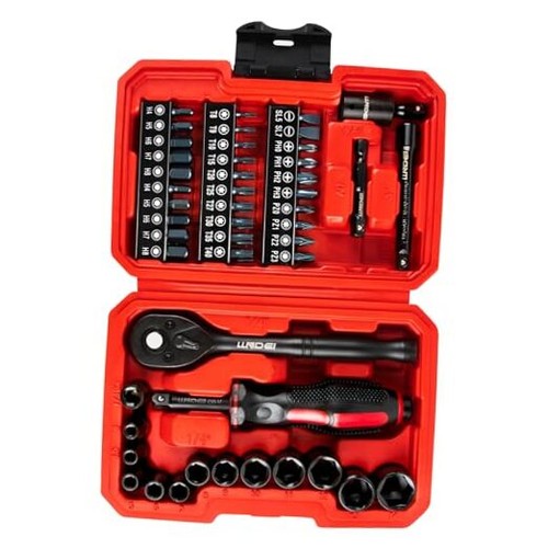 48 Piece 1/4 Inch Mini Socket Ratchet Wrench Set, Metric Shallow Socket ...
