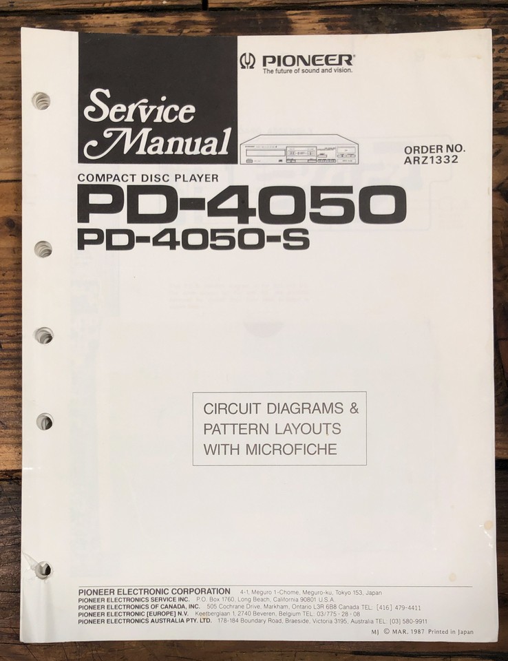 Pioneer PD-4050 PD-4050S CD Player Service Manual *Original* | eBay