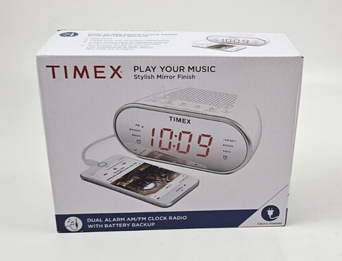Timex Am/FM Dual Alarm Clock Radio with Digital Tuning 1.2" Red LED ...