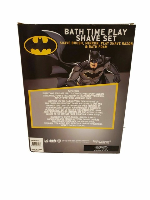Batman Bath Time Play Shave Set DC Comics Foam Mirror Brush Razor for ...