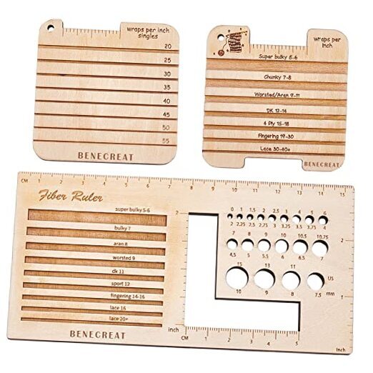 3 Style Wood Square Wood Spinning Control Card Knitting Needle Gauge ...