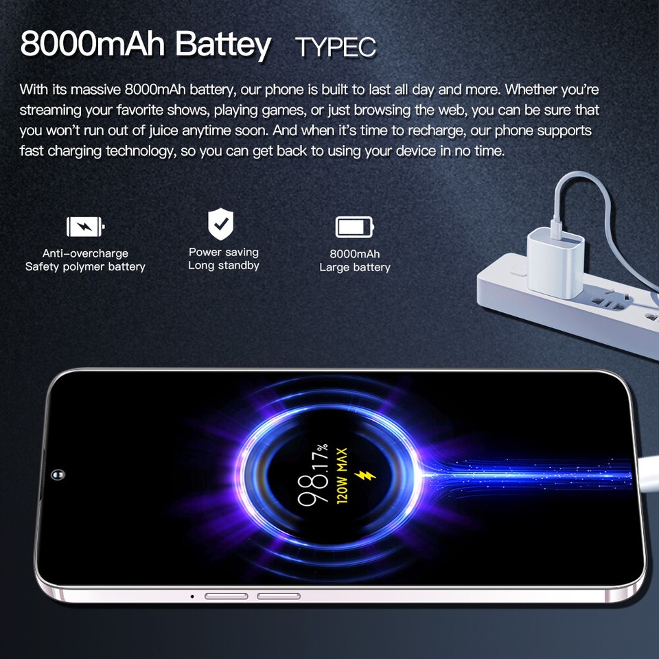 New F5 Pro Smartphone 16+1TB 7.3'' Android 13 Unlocked 50+108MP 8000mAh ...