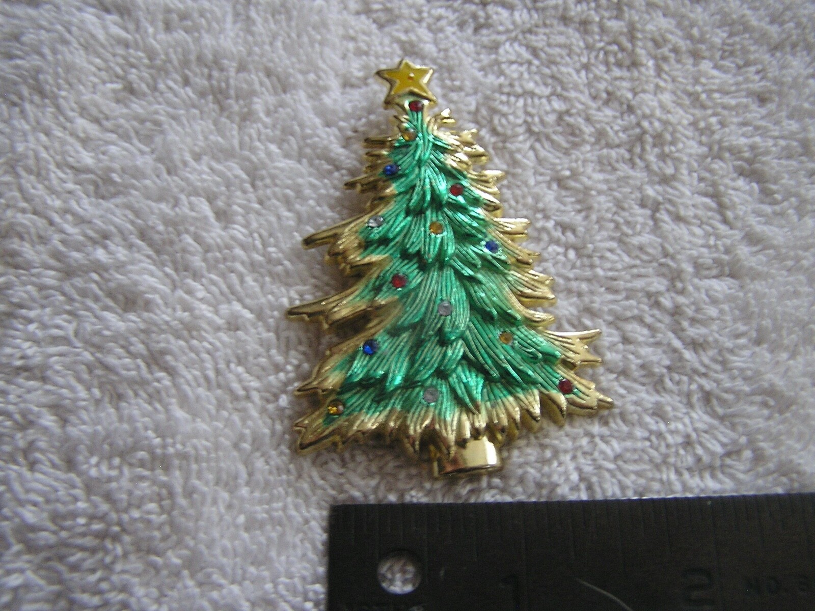 Vintage Colorful Christmas Tree Pin - Gem