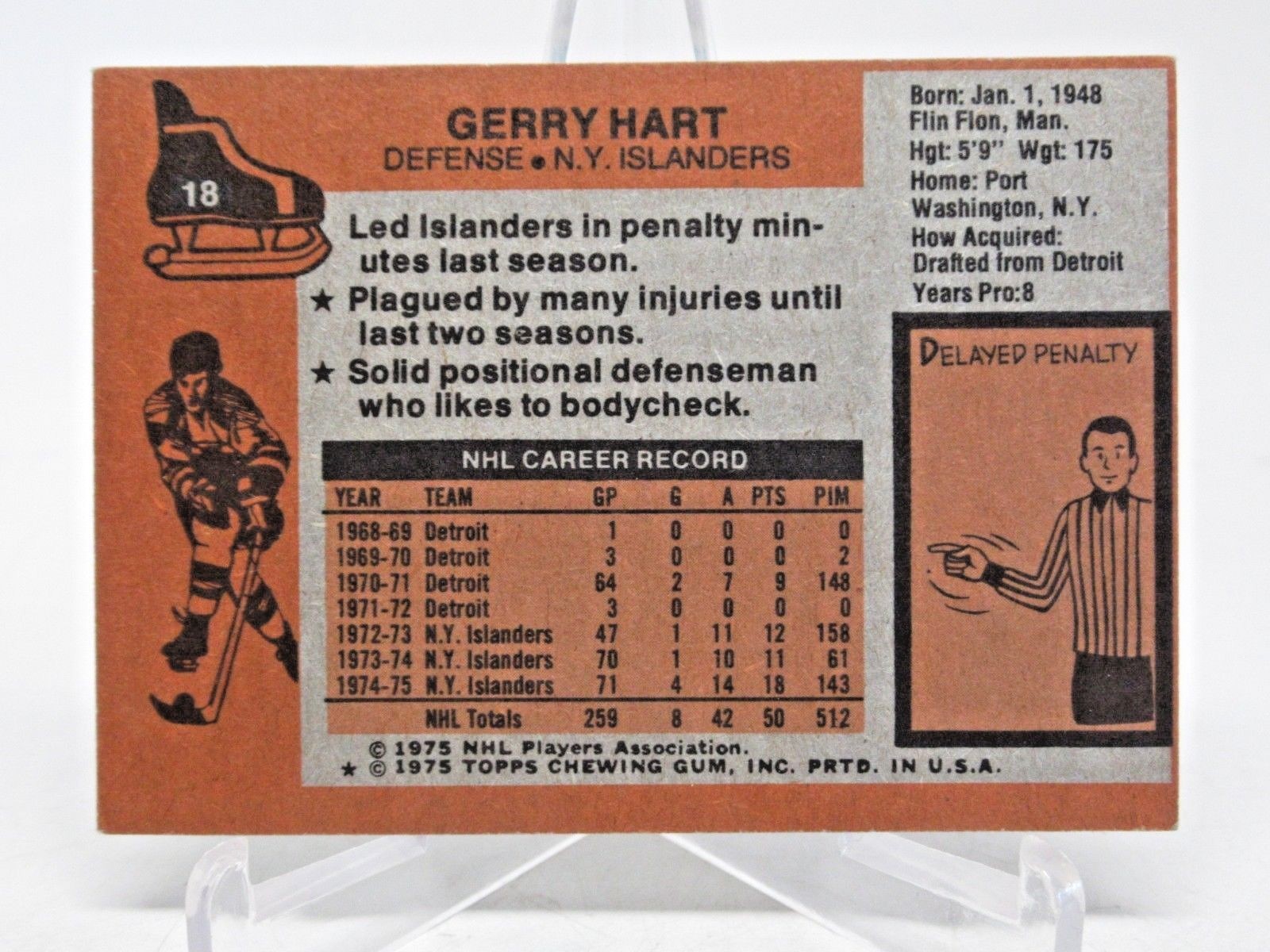 1975-76 Topps Hockey #18 Gerry Hart New York Islanders | eBay