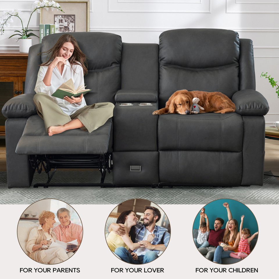 Loveseat Recliner, Reclining Loveseat with Console, Double Reclining ...