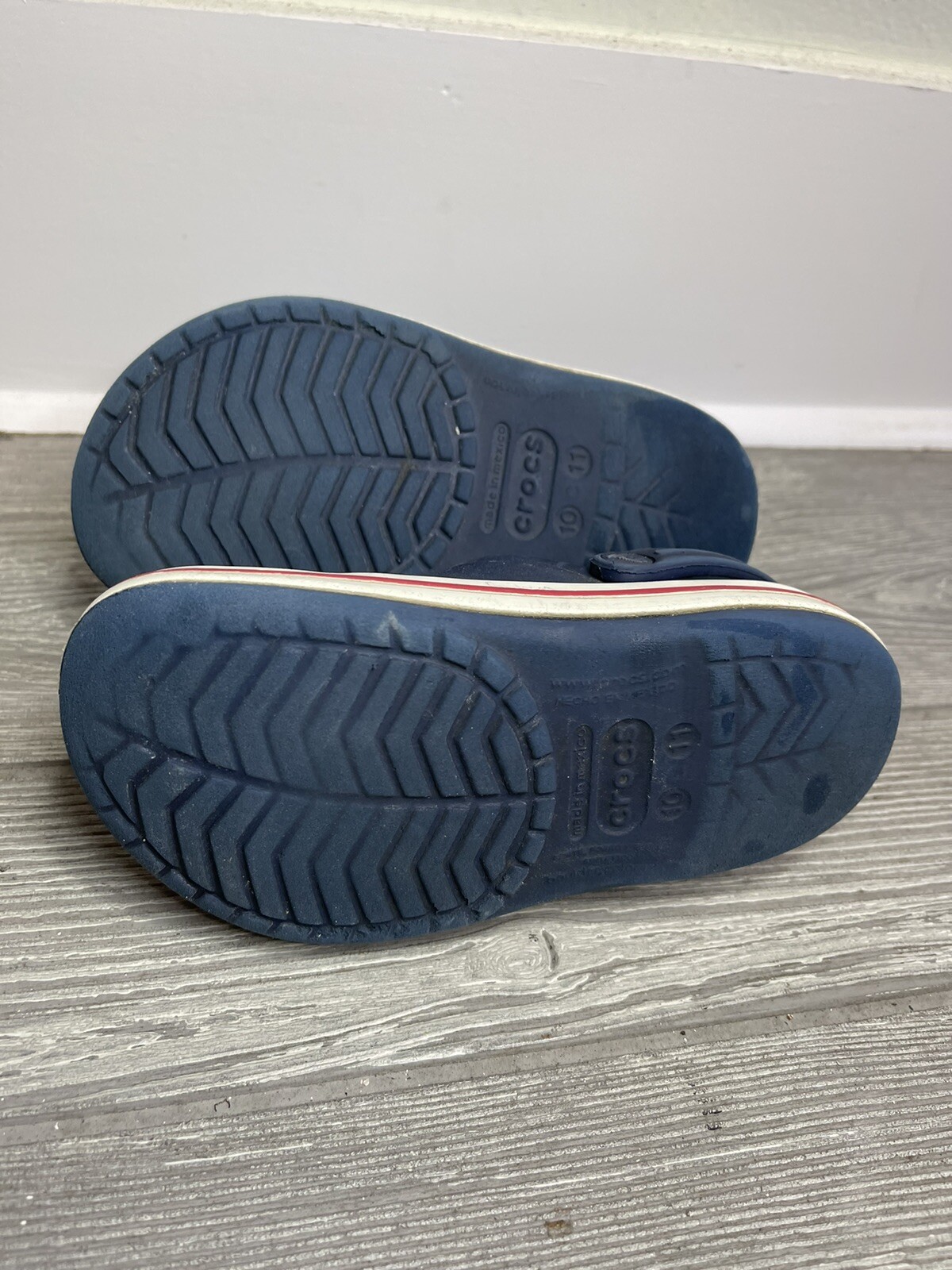 Crocs Baya Band Navy Red White Toddler Boys sz 10/11 slip on clog ...