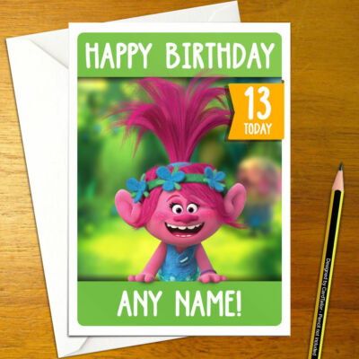 PRINCESS POPPY Personalised Birthday Card - large a5 trolls troll movie ...