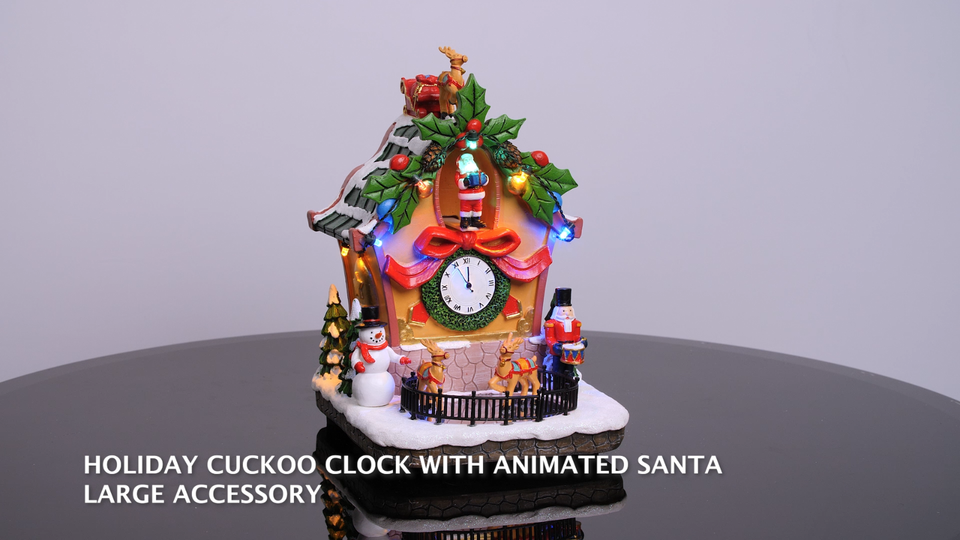 FG Square Cuckoo Clock Santa Reindeer LED Christmas Village Decor 5 ...