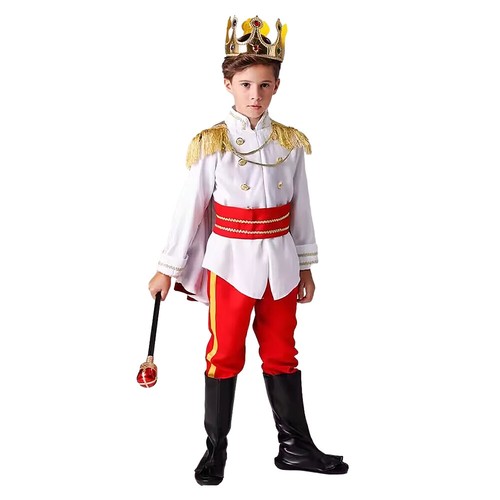 Kids Boys King Prince Cosplay Costume Outfits Robe Crown Halloween ...