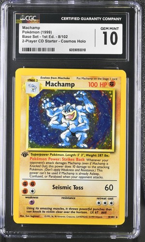 CGC 10 Machamp Base Set 1st Edition 8/102 Cosmos Holo Pokemon Card | eBay