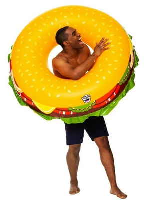 THE CHEESEBURGER Pool Float Tube - Inflatable Swimming Vinyl Raft ...