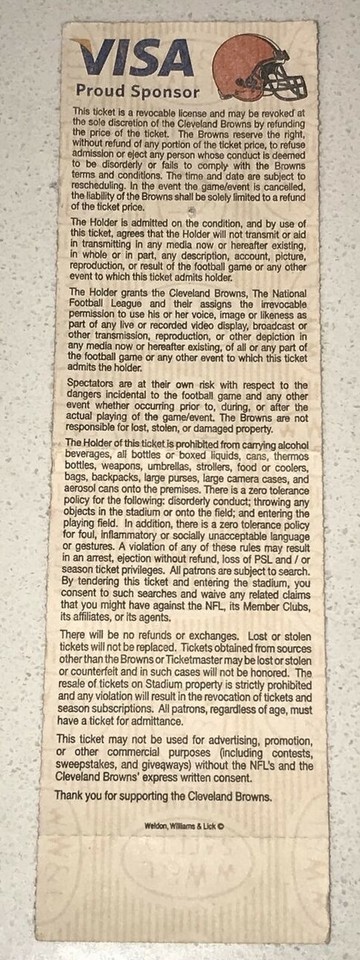 10/14/07 Miami Dolphins Cleveland Browns Full Ticket Stub Derek ...