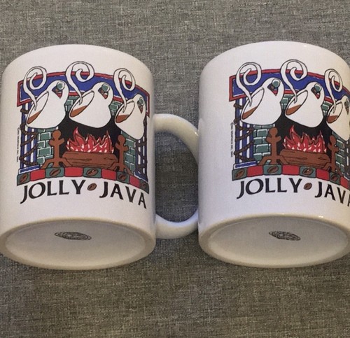 Vintage Christmas 1994 Jolly Java Mug Set 2 EUC Espresso Coffee House ...