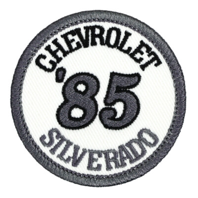 1985 Chevrolet Silverado Embroidered Patch Ivory/Dark Gray Iron-On Sew ...