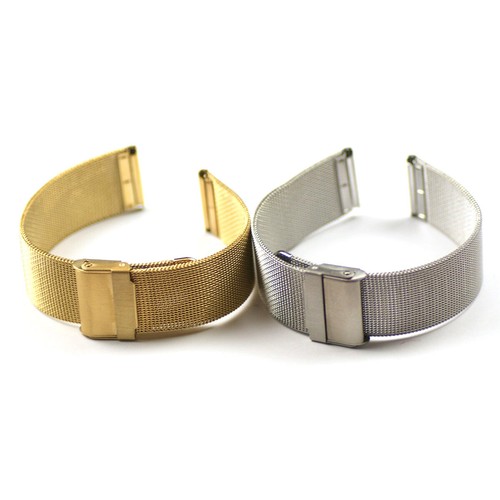 Easy Adjust Sliding Buckle Fine Mesh Watch Strap Metal Gold Plated ...