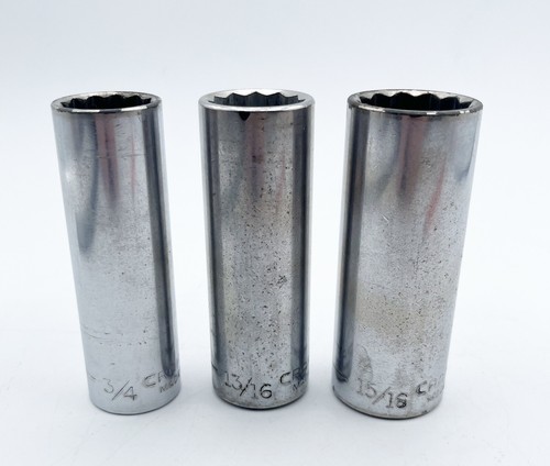 Craftsman 12 Point Deep Socket 1/2" Drive Set of 3 G Series Tools USA ...