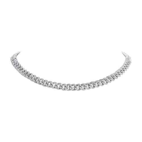 Diamant Collier Ras Du Cou 14K or Blanc Lien Cubain Naturel 1.05CT ...