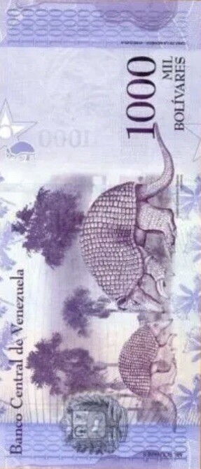 1000 Bolivar 2017 unc banknote. single 1k bolivar bill. Venuezuela note ...