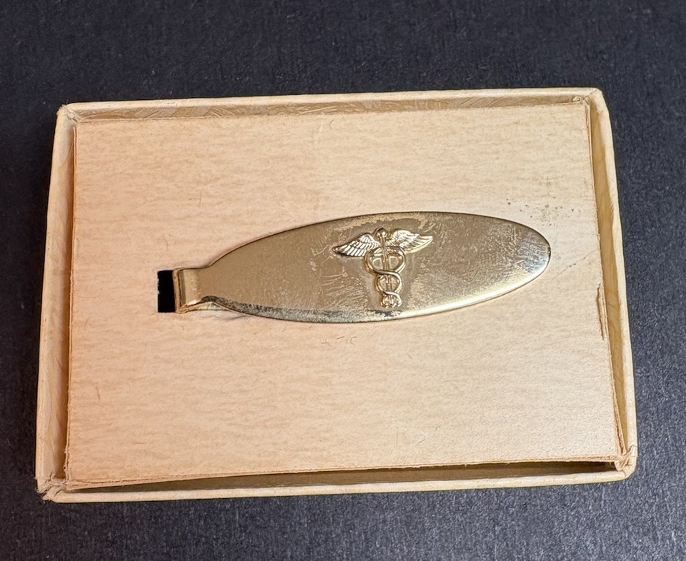 Vintage Caduceus Symbol DESITIN Tie Bar Clip Medical Doctor Nurse Gold ...