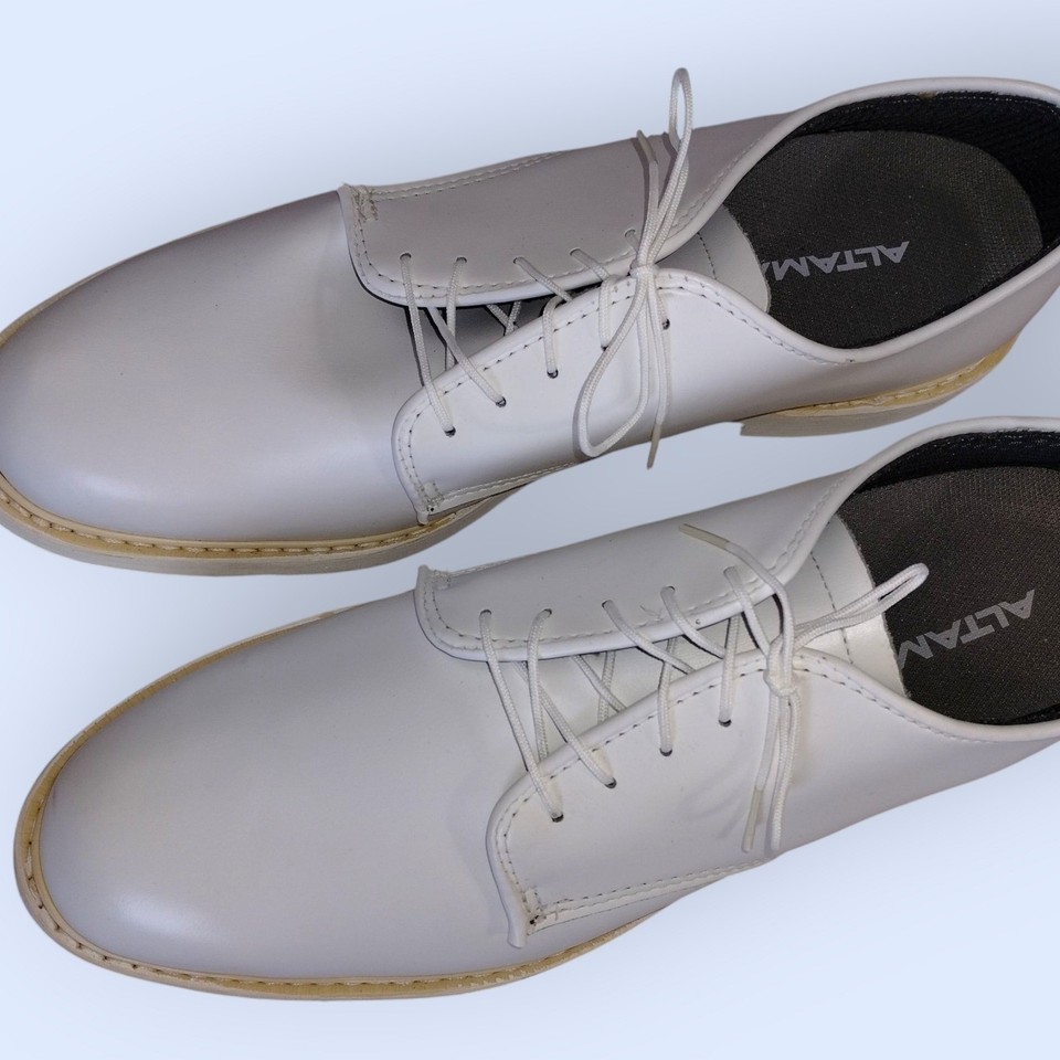 ALTAMA White Leather Uniform Oxford Dress Shoes Mens Sz 11.5D Military ...