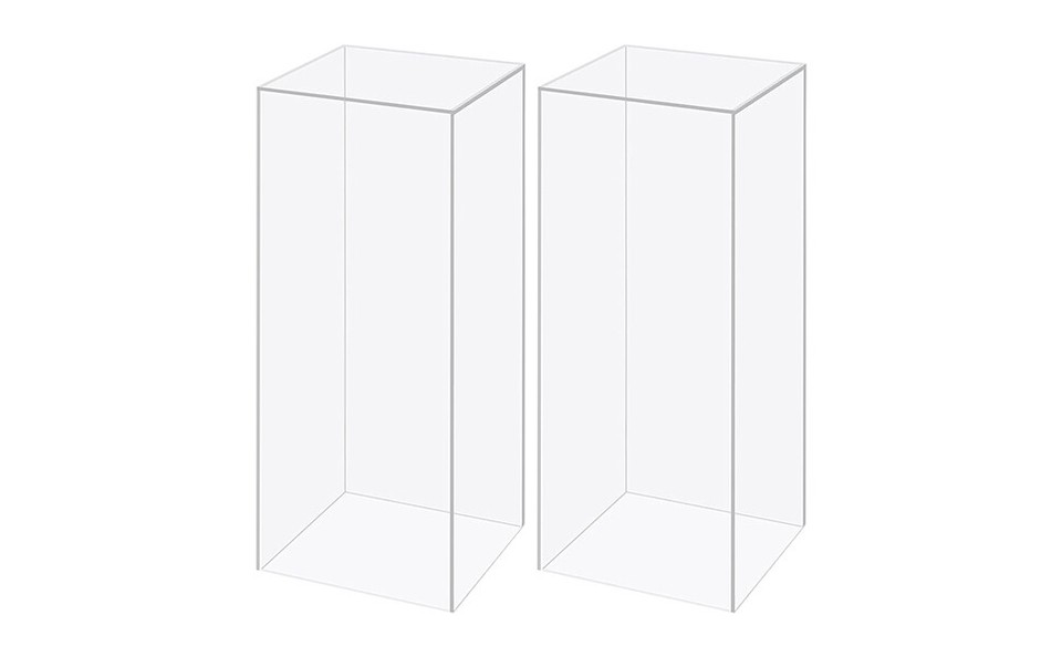 Set of 2 White Acrylic Cube Display Acrylic Pedestal Stand Art Decor ...