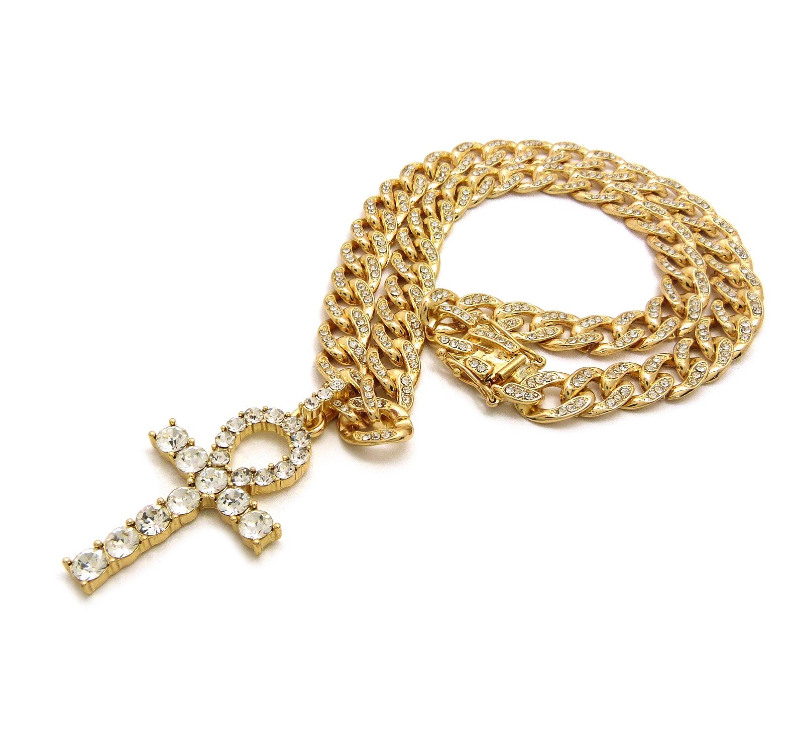 NEW ANKH PENDANT & 18"/20"/22"/24" CUBAN CHAIN HIP HOP NECKLACE ...