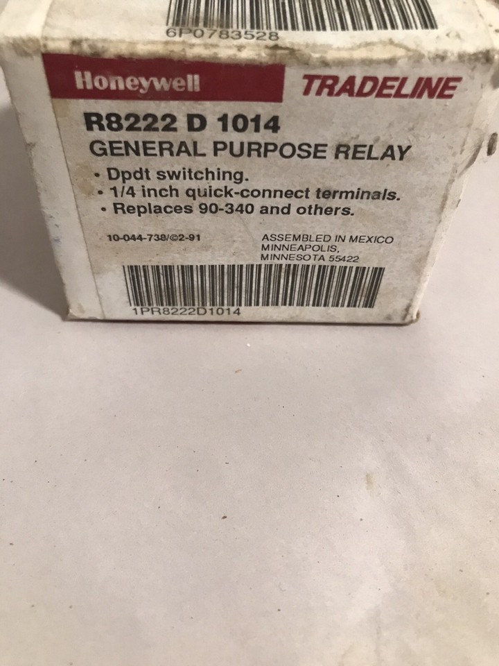 Honeywell Tradeline R8222 D 1014 DPDT Switching Relay. New Old Stock. C ...