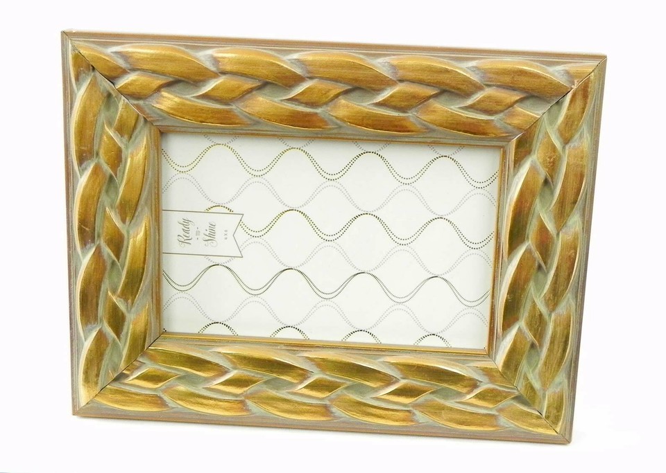Photo Frame Flat Braid Gold Metallic Finish With Light Verdigris Green ...