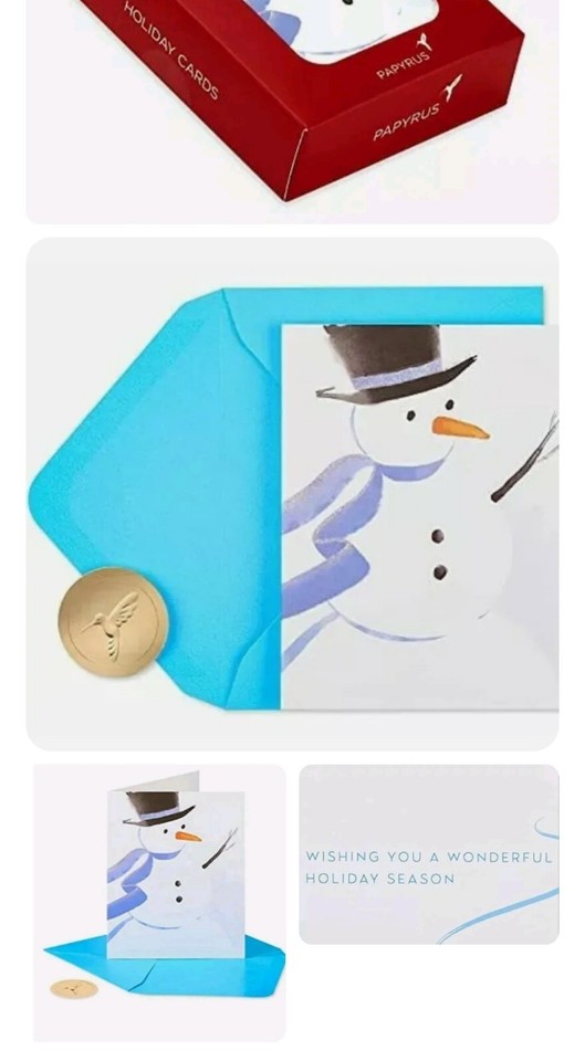 20 COUNT LOT Papyrus Snowman Christmas Cards Boxed, Wonderful Season ...