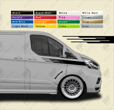 Fits Ford Transit Custom - Wing Stripe Van Decals Camper Motorhome Side ...