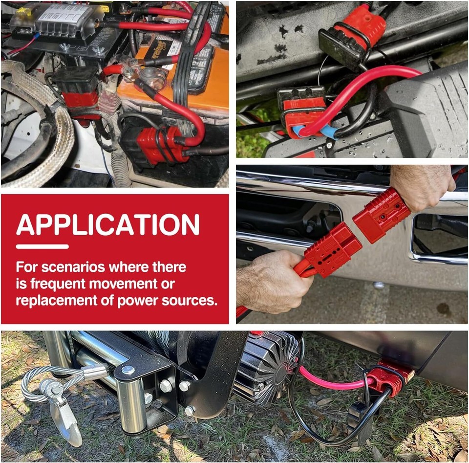 24FT Quick Disconnect Winch Power Cable, 2 Gauge 2 AWG Wiring For Winch ...