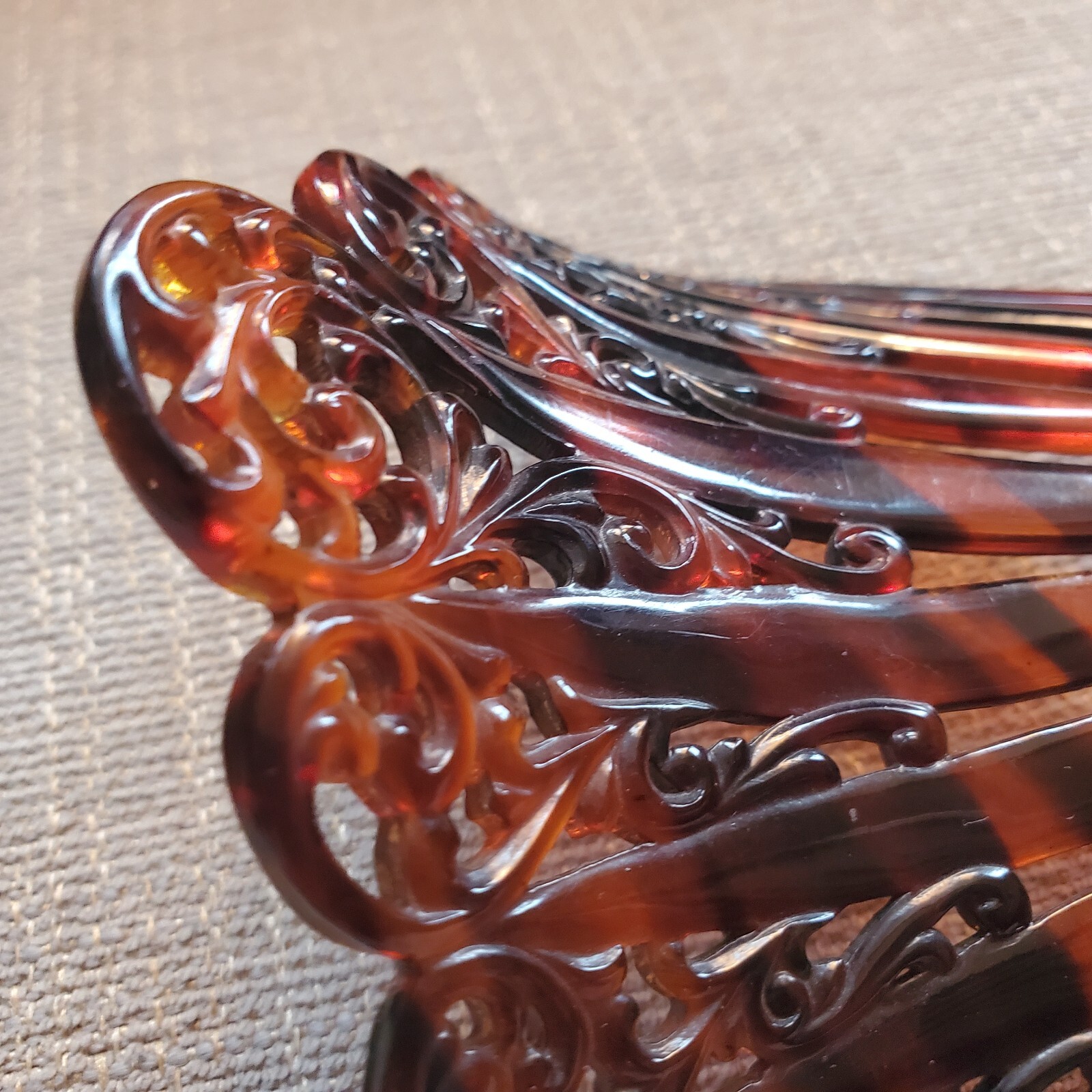 Antique Victorian Celluloid Tortoise Shell Intricate … - Gem