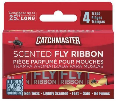 CATCHMASTER SCENTED FLY RIBBON 4 pack Use in kitchen garage indoors ...