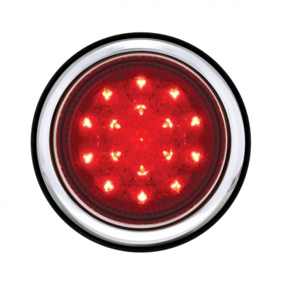 17 Red LED Chrome Tail Light Assembly w/ Flush Mount Bezel - Red Lens ...
