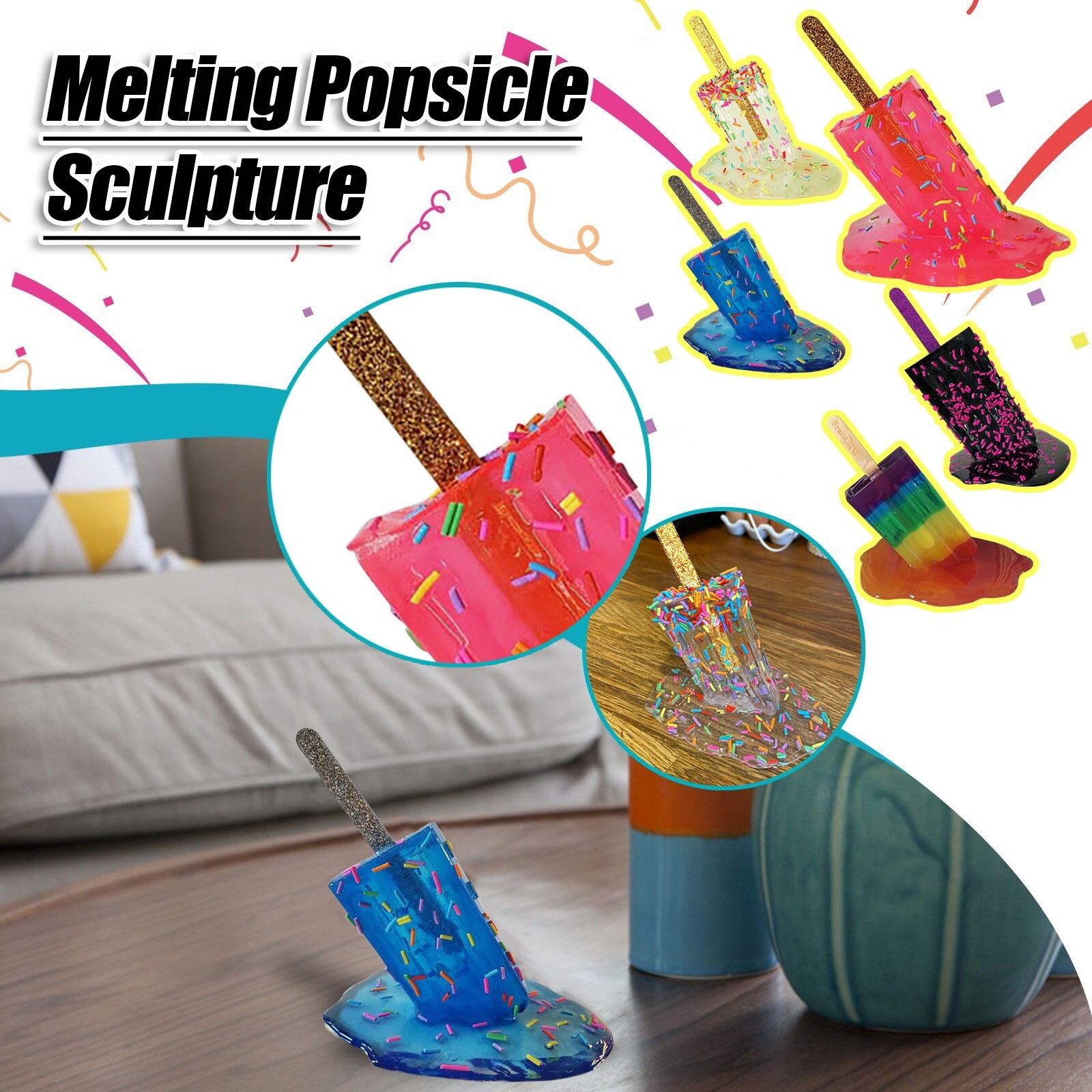 Melting Ice Cream Model Ornament - Realistic Artificial Lollipop Resin ...