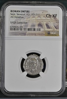 193-211 AD Sept. Severus AR Denarius NGC CH Choice XF Roman Empire ...