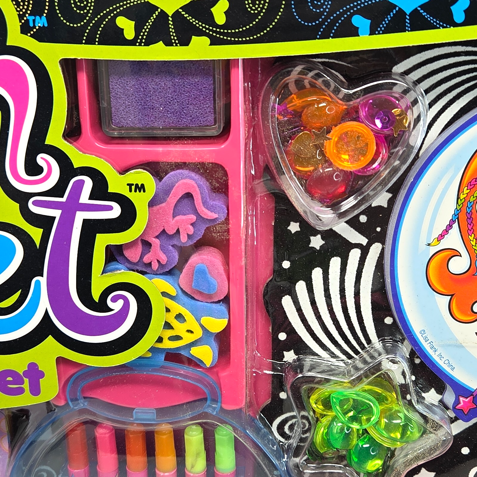 LISA FRANK POSH VELVET STATIONERY SET STICKERS MARKERS BEADS NEW SEALED ...
