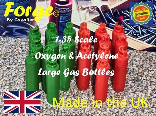 Pack of 20 1:35 Scale Green & Red Oxygen & Acetylene Large Gas Bottles ...