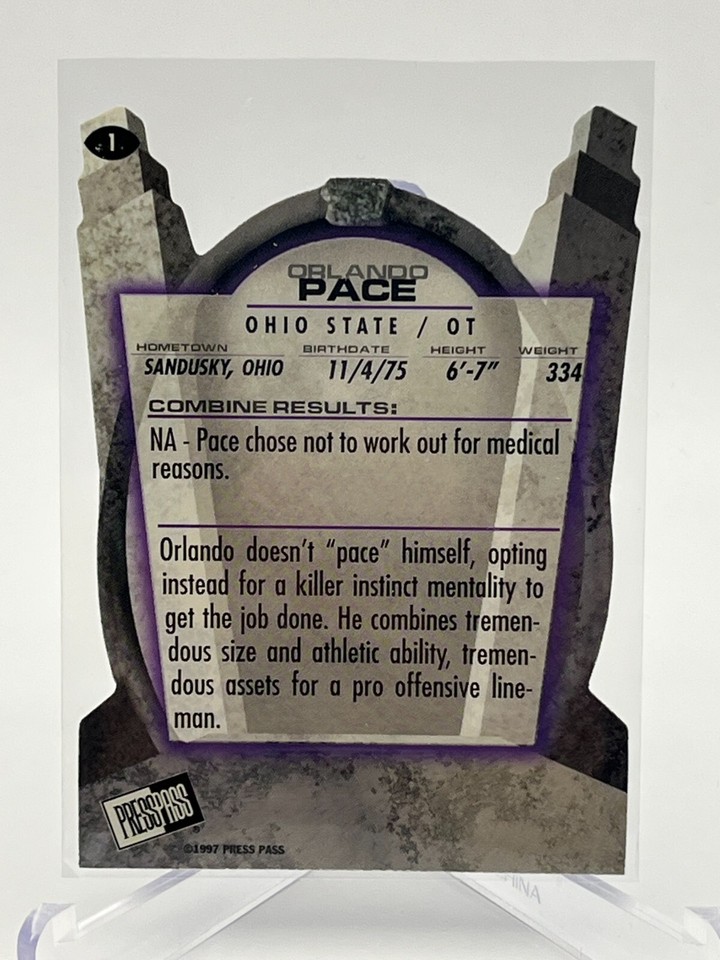 1997 Press Pass NCAA Football Card #1 Orlando Pace Ohio State Buckeyes ...