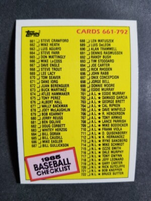 1985 Topps CHECKLIST 661 - 792 card # 784 [C6] | eBay