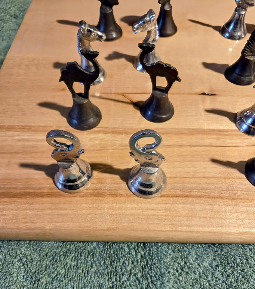 Rare and Vintage Bell Chess Set, 32 Nice/Vintage Metal Pieces, Bronze ...