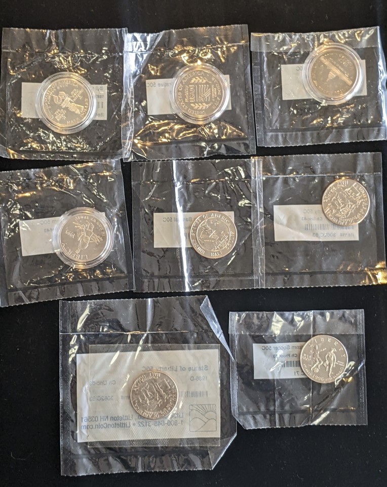 8 Assorted Proof & Uncirculated Commemorative Half Dollars Littleton ...