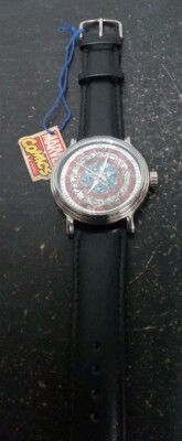 Marvel Captain America Shield Logo Wrist Watch + Leather Strap | eBay