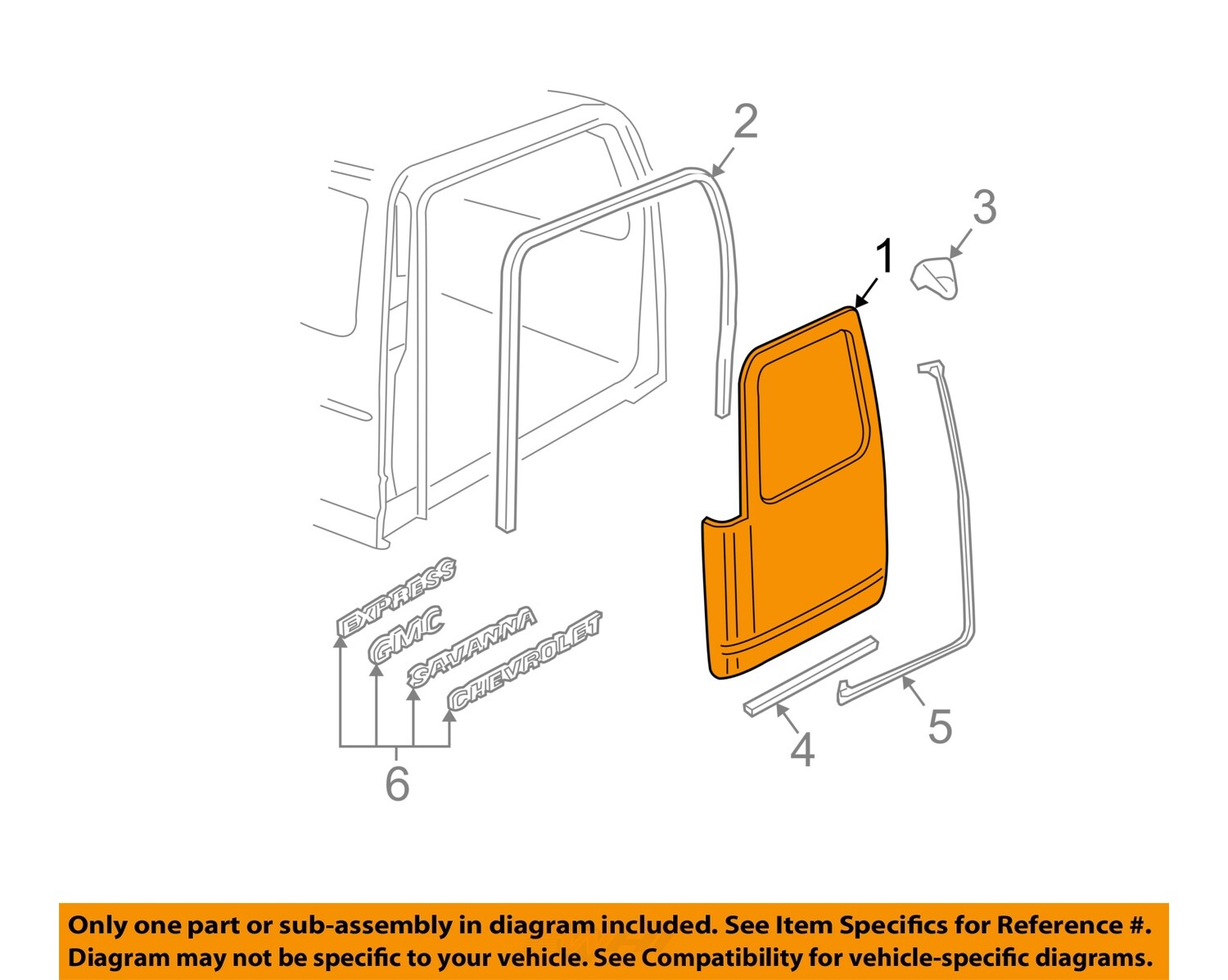 GM OEM 96-24 Express 1500 Back Door Door Components-Door Shell 22939491 ...