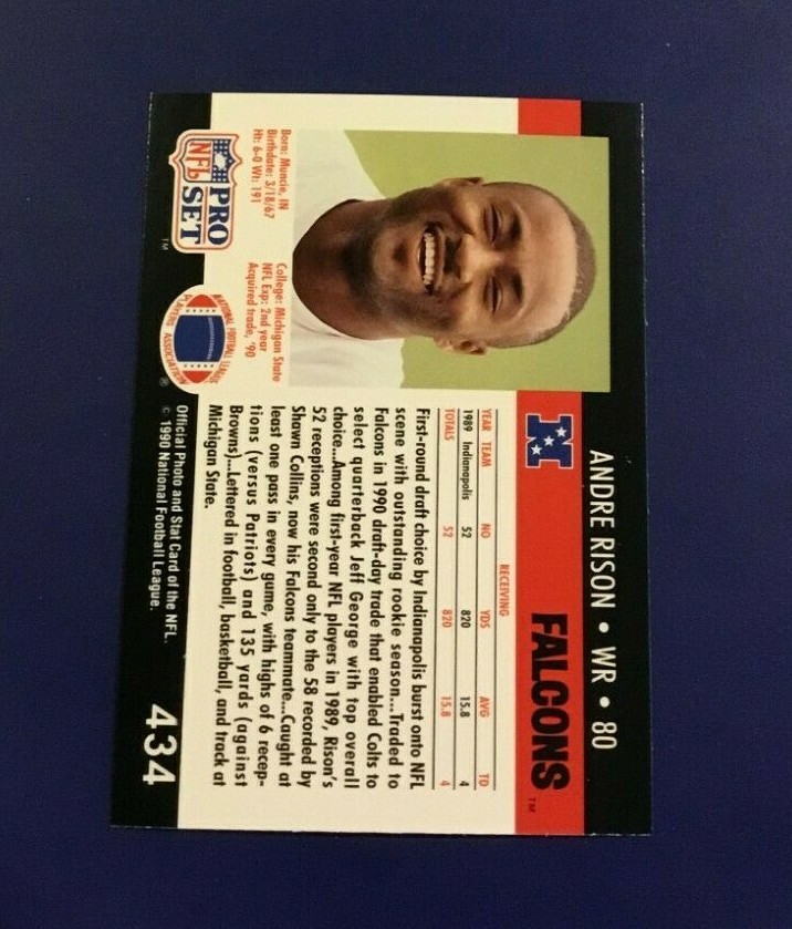 1990 Pro Set # 434 ANDRE RISON Michigan State Atlanta Falcons | eBay